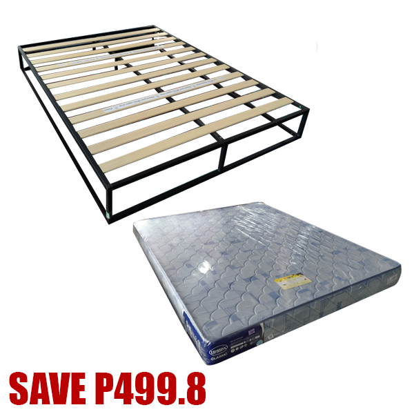 Bundle Promo Platform Metal Bed Frame Queen Size 59.5X75.5X10IN ...