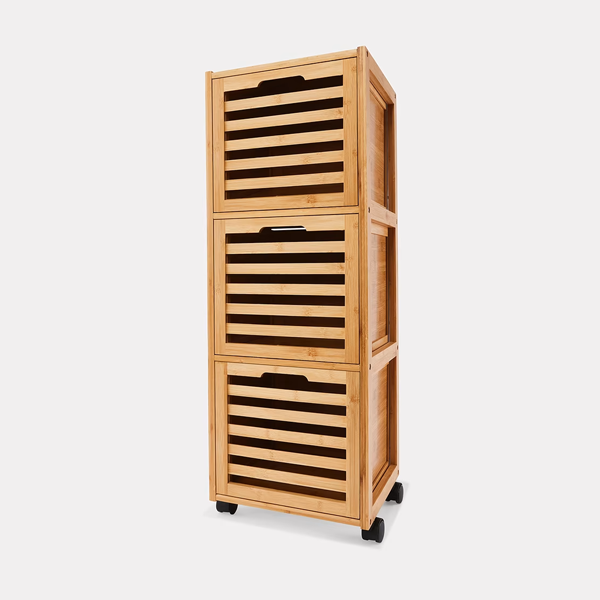 Anko Slatted Bamboo 3 Drawers on Wheels | HMR Shop N' Bid