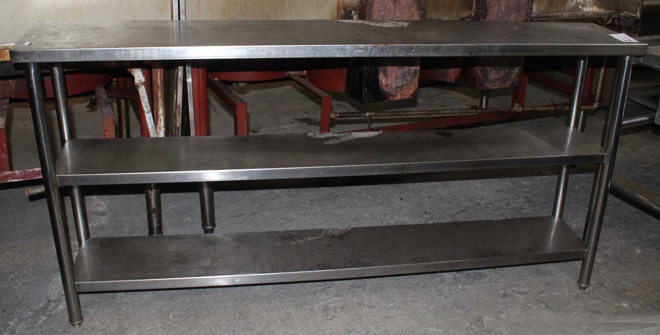 Stainless Steel Side Table with 2 Layer Under Shelves - Stainless Steel ...
