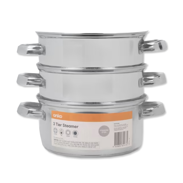 Anko 3 Tier Steamer Stainless Steel w/o Lid | HMR Shop N' Bid