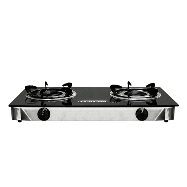 Fukuda Double Burner Gas Stove Glass Top Stainless Steel Base FGS900GL ...