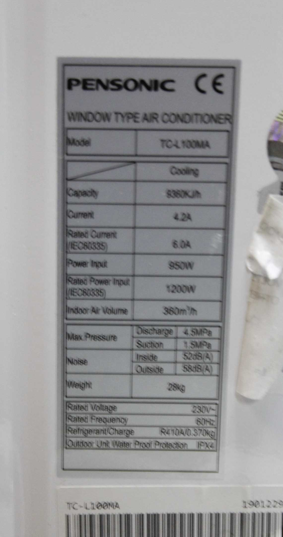 Pensonic 1-HP Window Type Air Conditioner TC-L100MA - Pensonic 1-HP ...