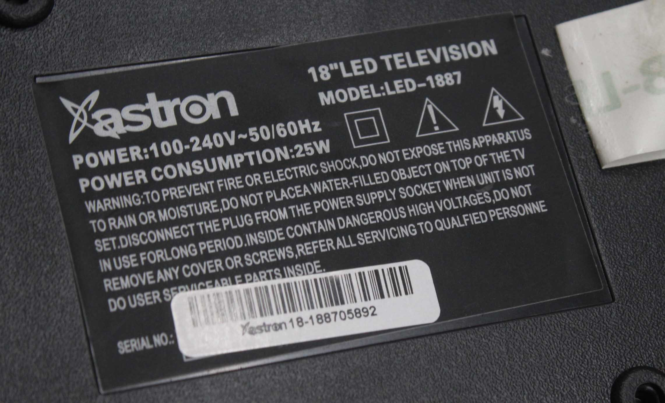 Astron 18" LED TV LED-1887 - Astron 18" LED TV LED-1887 | HMR Shop N' Bid