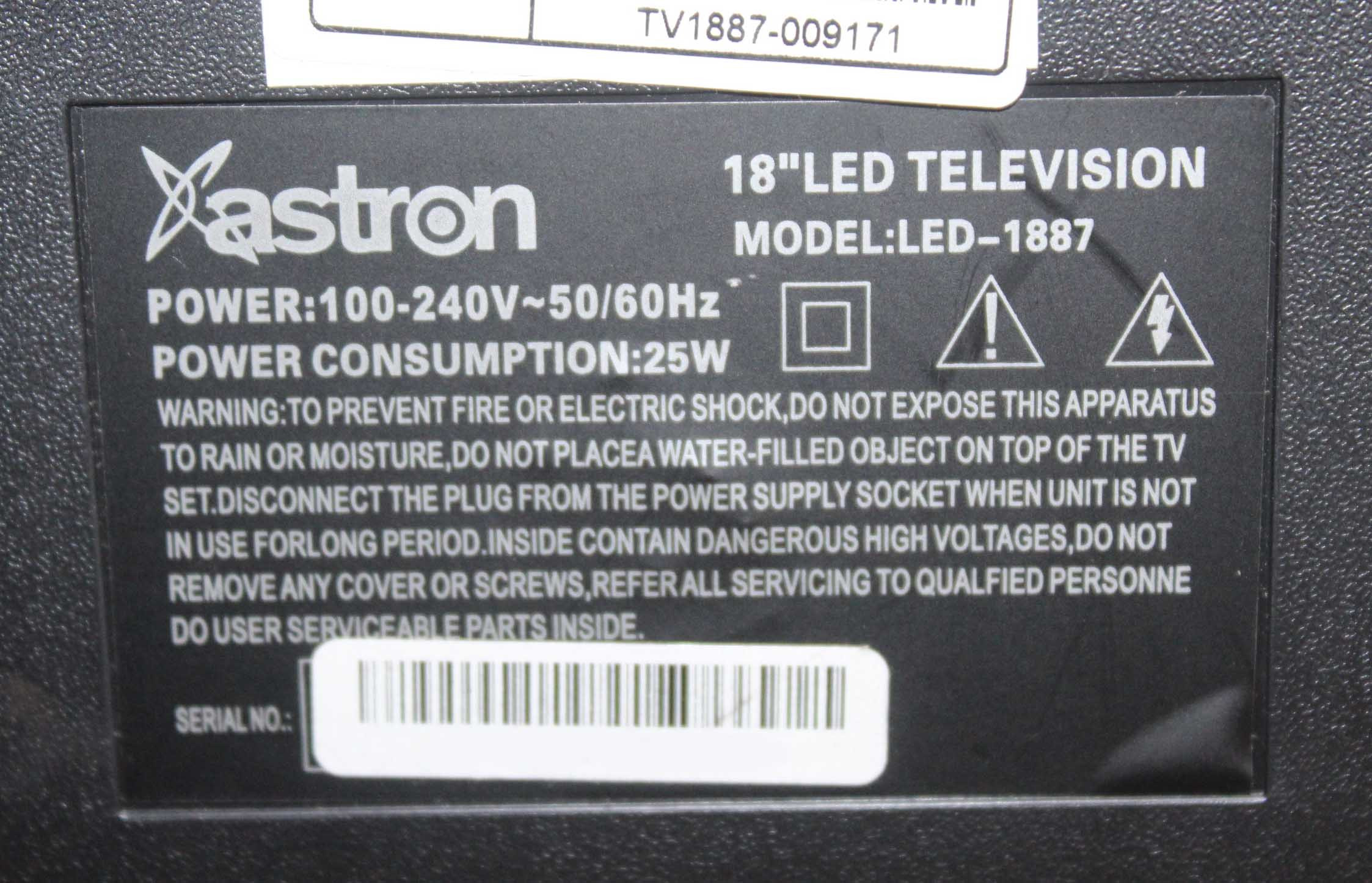 Astron 18" LED TV LED-1887 - Astron 18" LED TV LED-1887 | HMR Shop N' Bid