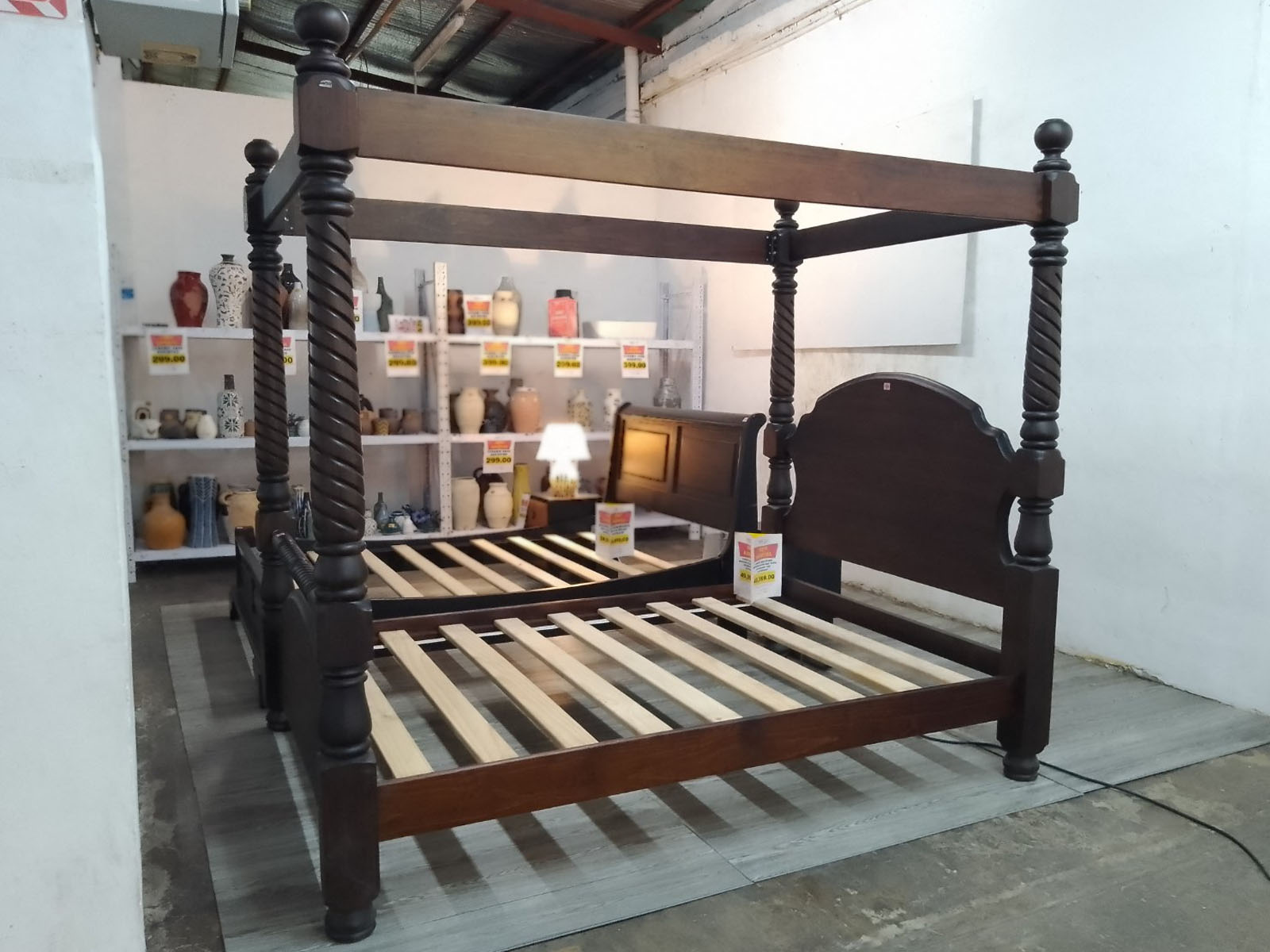 Conopy Bed Frame Wooden Qs W/Headboard & Footboard | HMR Shop N' Bid