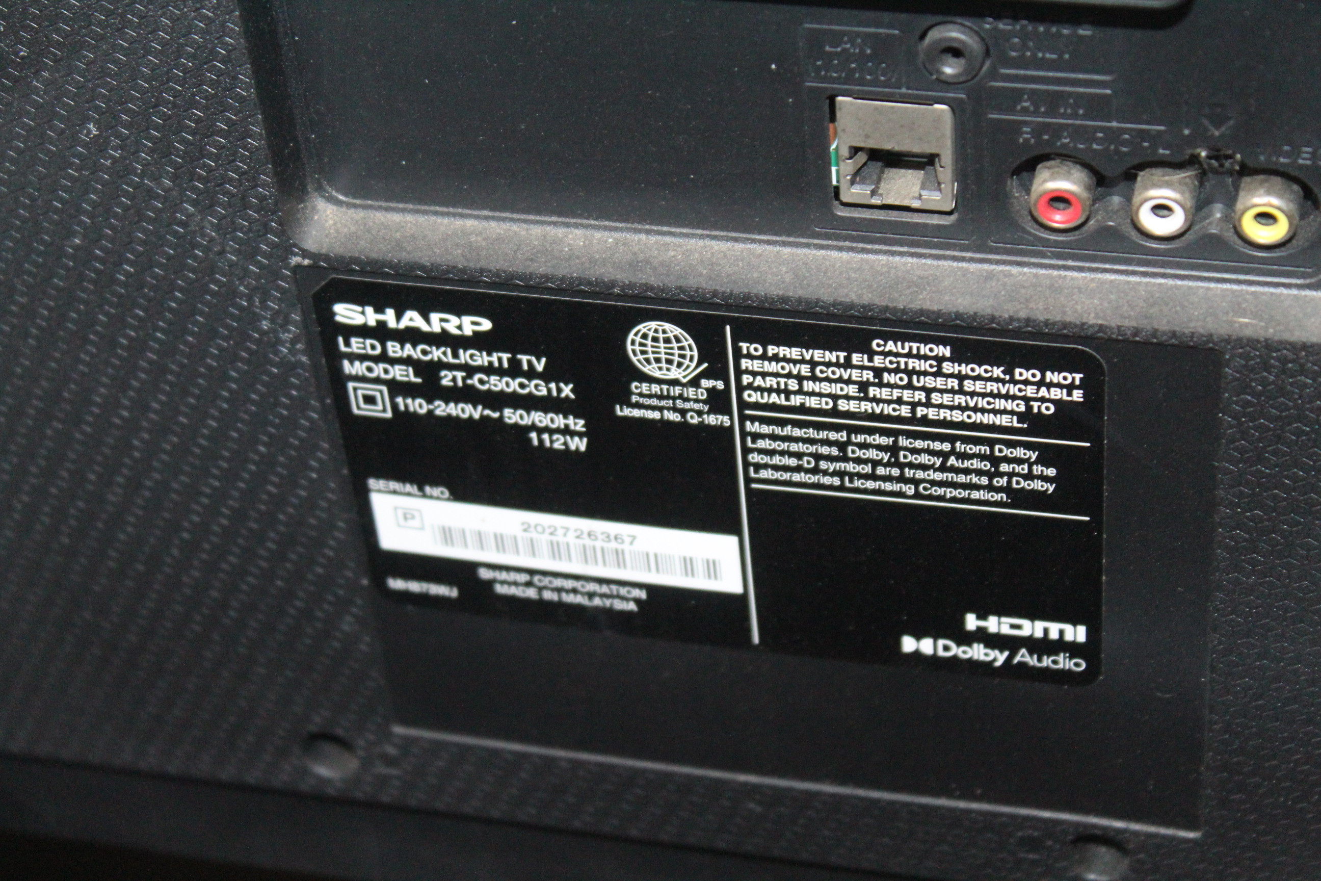 Sharp 50" LED TV 2T-C50CG1X - Sharp 50" LED TV 2T-C50CG1X | HMR Shop N' Bid
