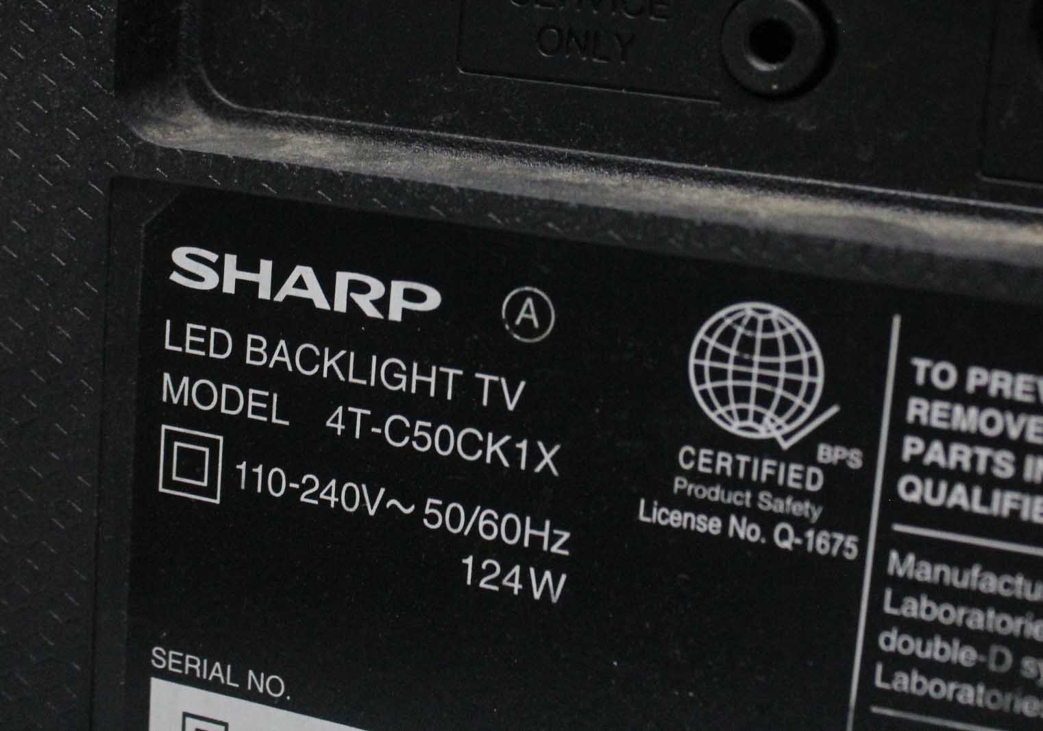 Sharp 50" LED TV 2T-C50CK1X — Lot 4 | HMR Shop N' Bid