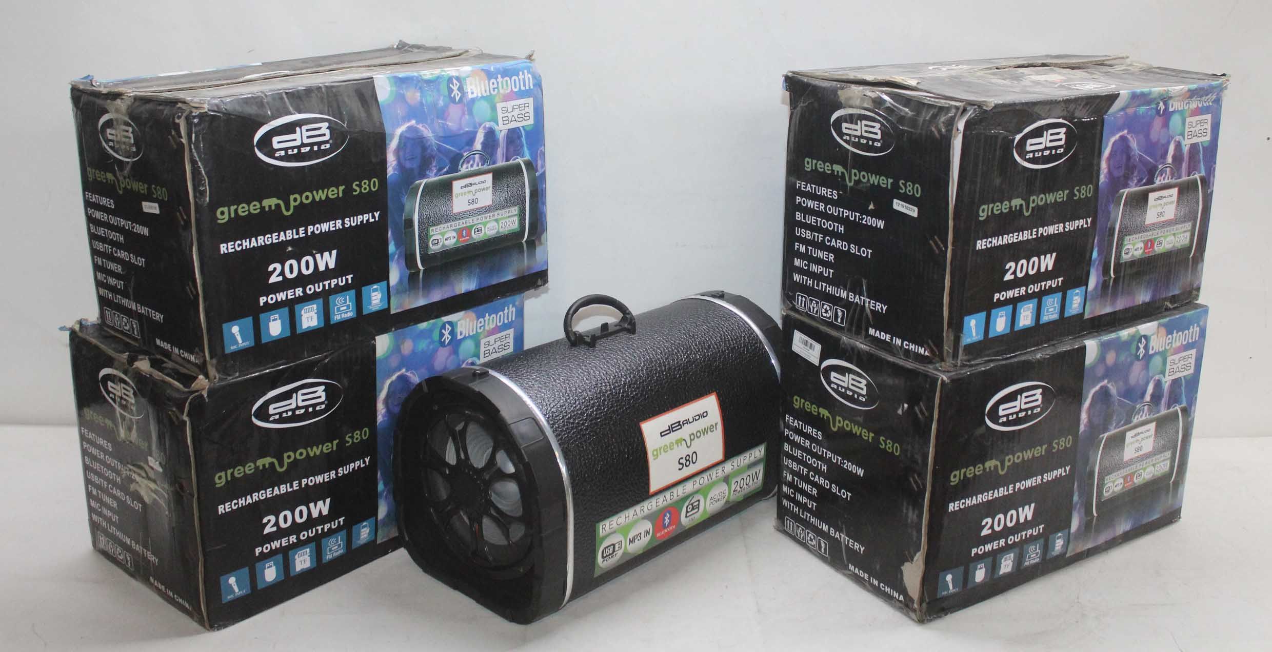 5pcs DB Audio Portable Bluetooth Speaker Turbo Tube Green Power S80 ...