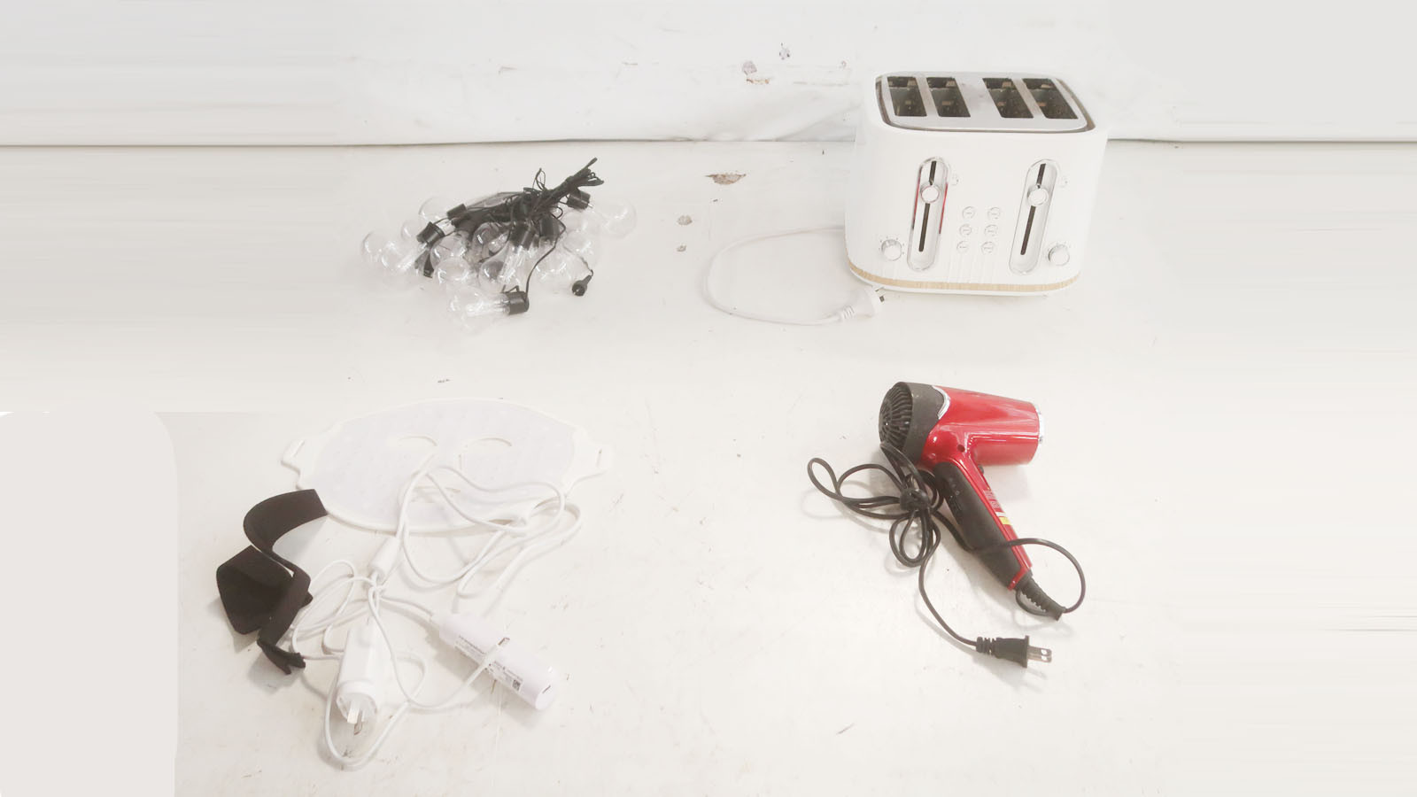 Colour Led Face Mask, Plastic 4Slice Toaster, Hair Dryer And Festoon ...