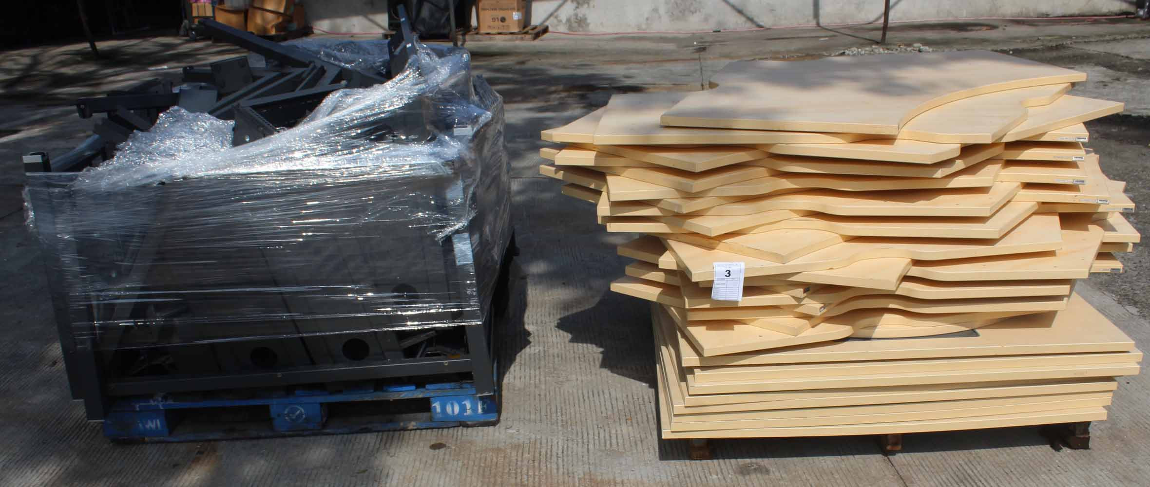 2-Pallets Laminated Table Top and Metal Scrap - 2-Pallets Laminated ...