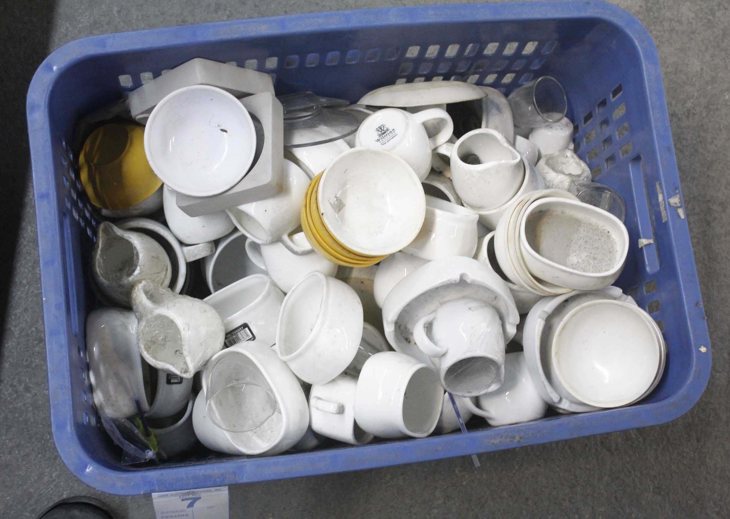 Ash Tray, Plastic Bowl and Plate and Assorted Dinnerware (1 Crate ...