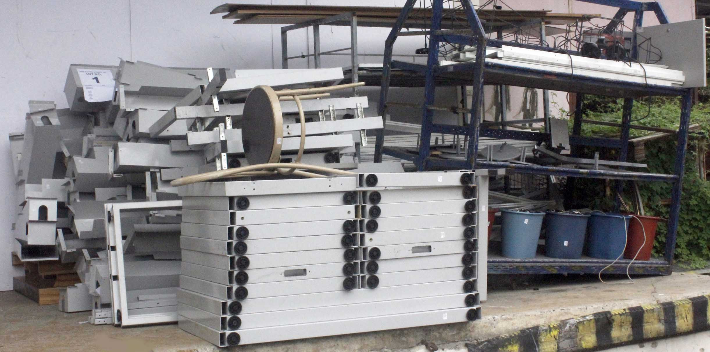 Steel Cabinet, Trash Bin, Partitions, Round Table and Assorted ...