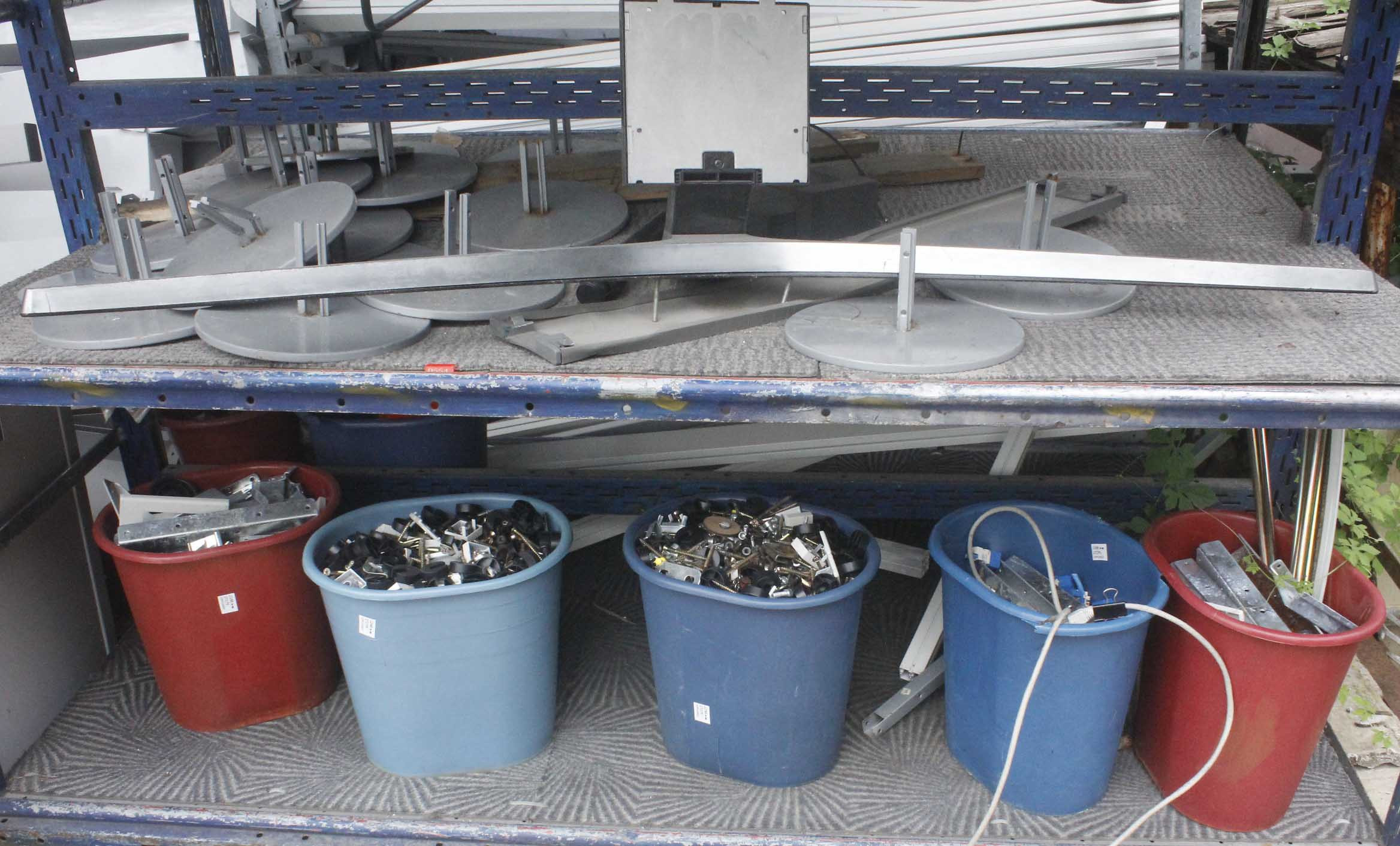 Steel Cabinet, Trash Bin, Partitions, Round Table and Assorted ...