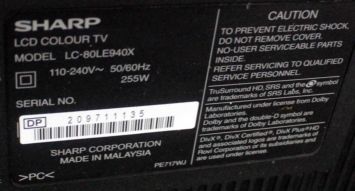 Sharp 80" Class Full HD Multi-System Smart 3D LED TV LC-80LE940X — Lot ...