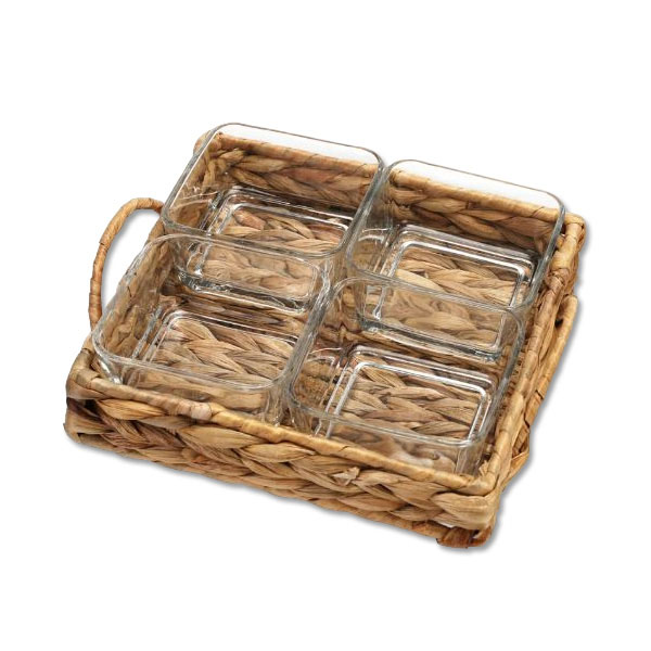 Edge Snack Bowl Glass Set w/ Handle | HMR Shop N' Bid