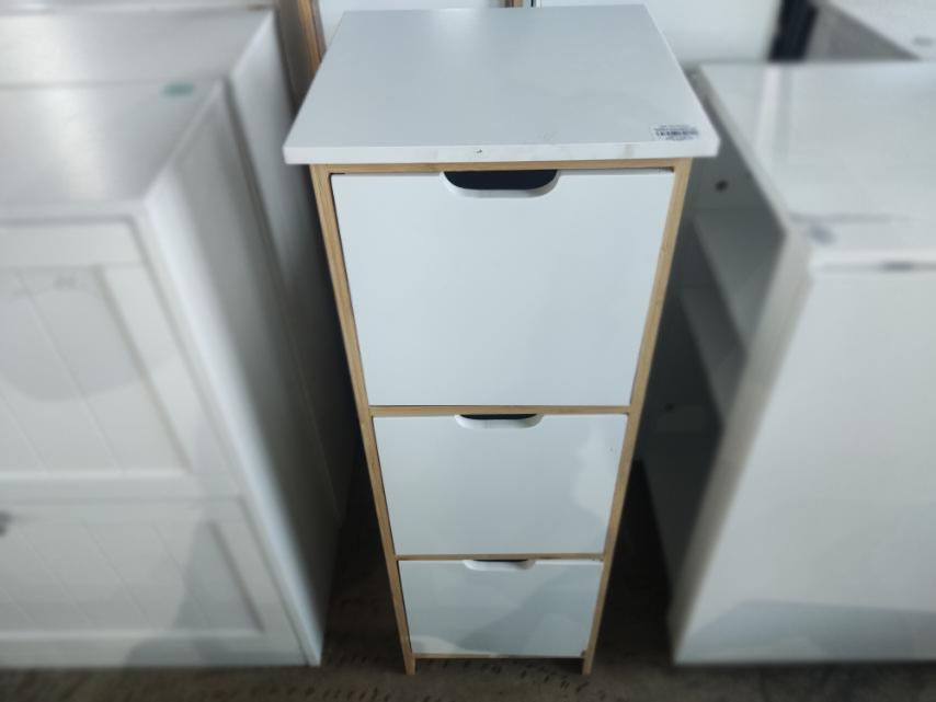 Anko Bamboo and White 3 Drawer Unit 43274871 85X30X30CM | HMR Shop N' Bid