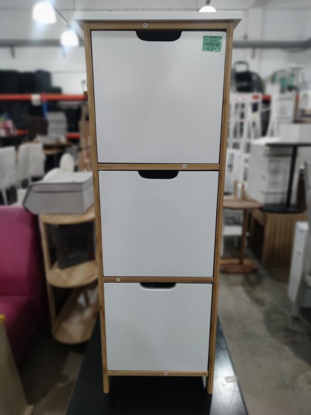 Anko Bamboo & White 3 Draw Unit 43274871 | HMR Shop N' Bid