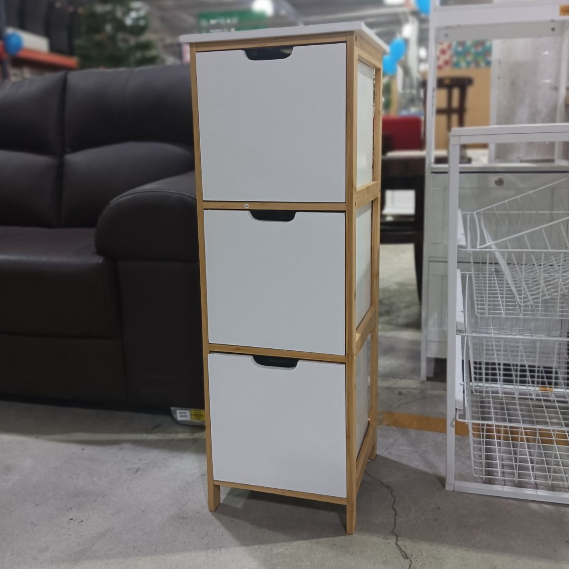 Anko Bamboo and White 3 Drawer unit | HMR Shop N' Bid