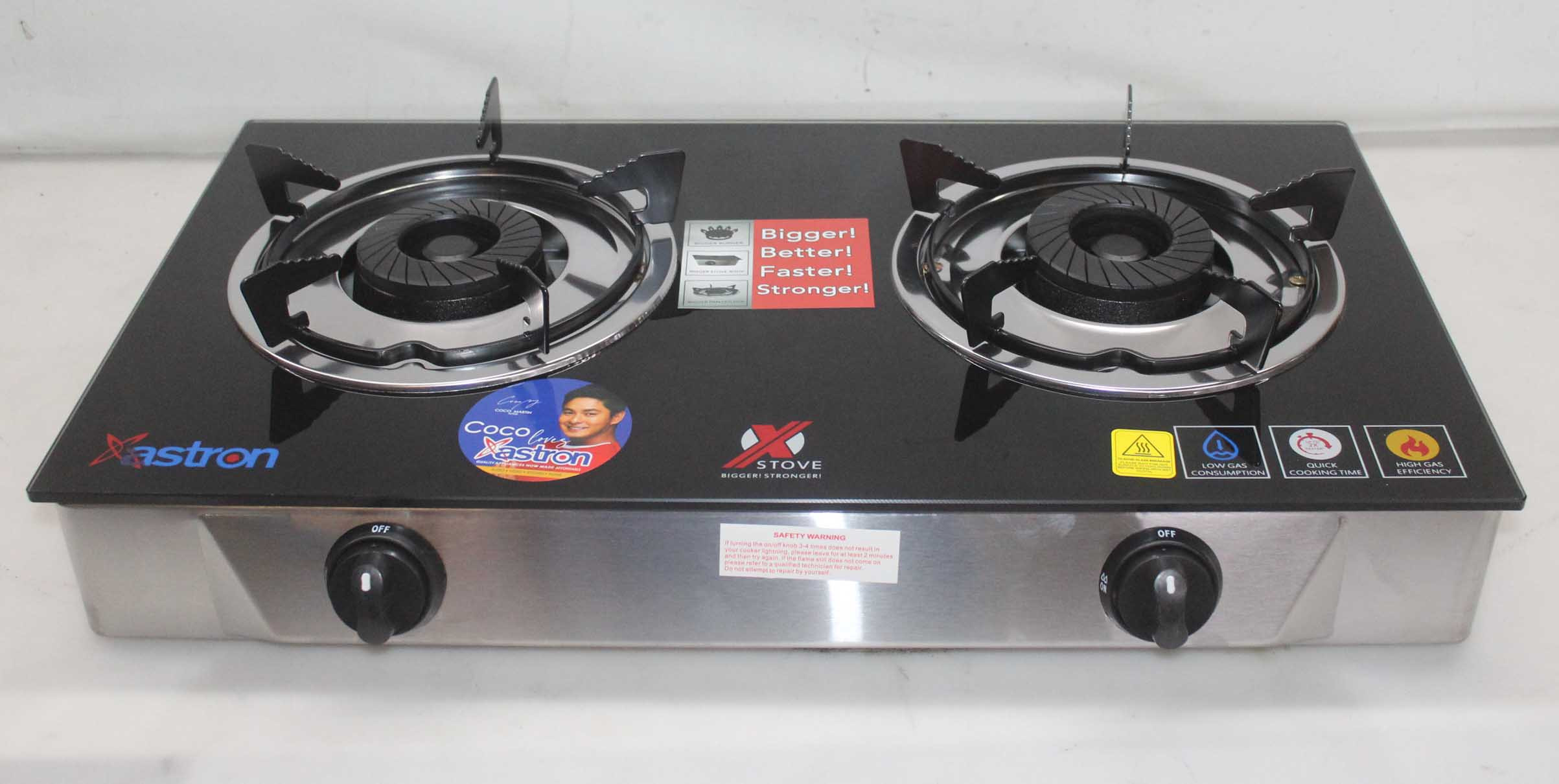 Astron Double Burner Glass Panel Gas Stove GS-2020D - Astron Double ...