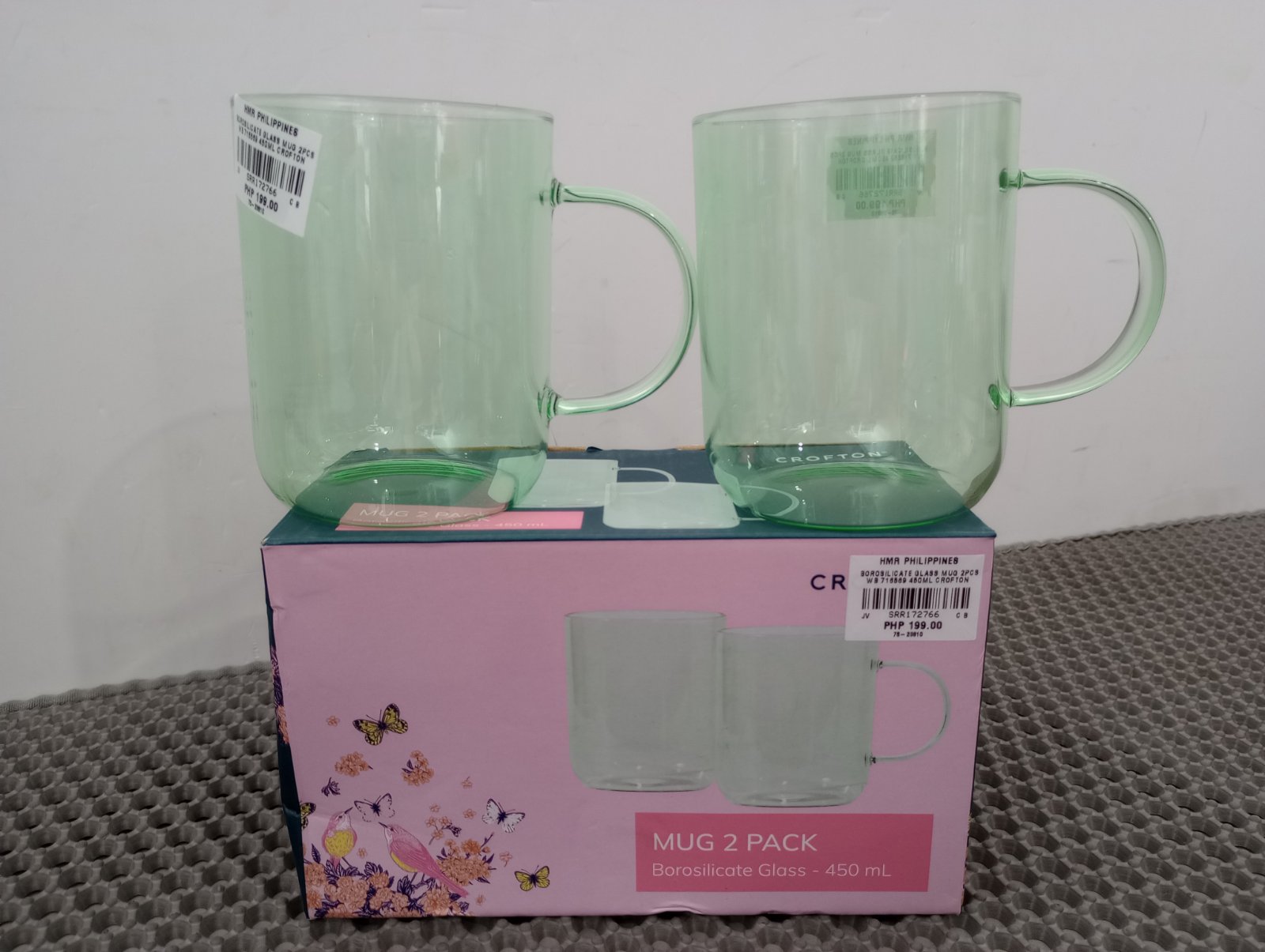 Crofton Borisilicate Glass Mug 2pc 450ML 716569 | HMR Shop N' Bid