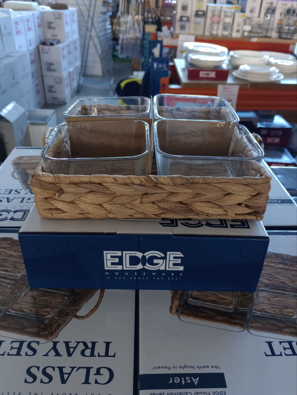 Edge Snack Bowl Glass Set with Handle 6793S | HMR Shop N' Bid
