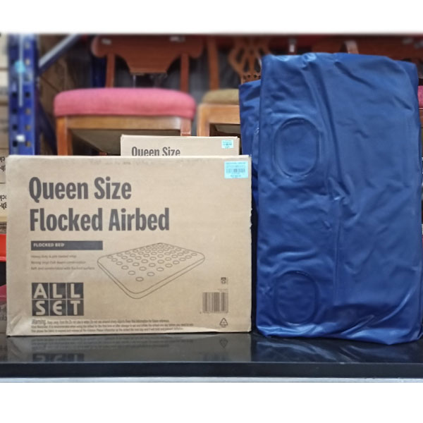 All Set Queen Size Flocked Airbed Inflatable Mattress | HMR Shop N' Bid
