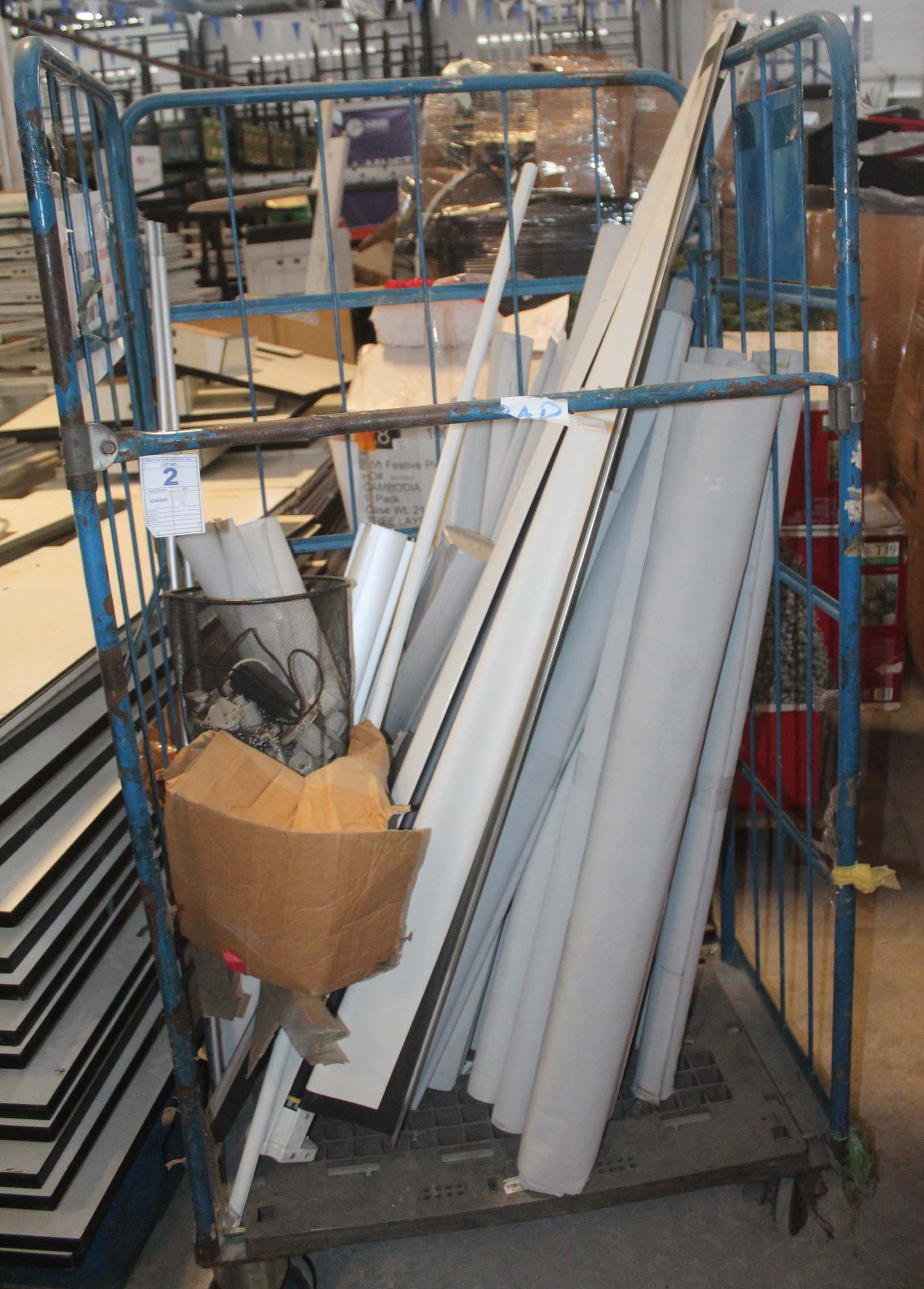 Screen Projector, Trash Bin, Screen And Assorted Items / 1-Cage — Lot 2 ...