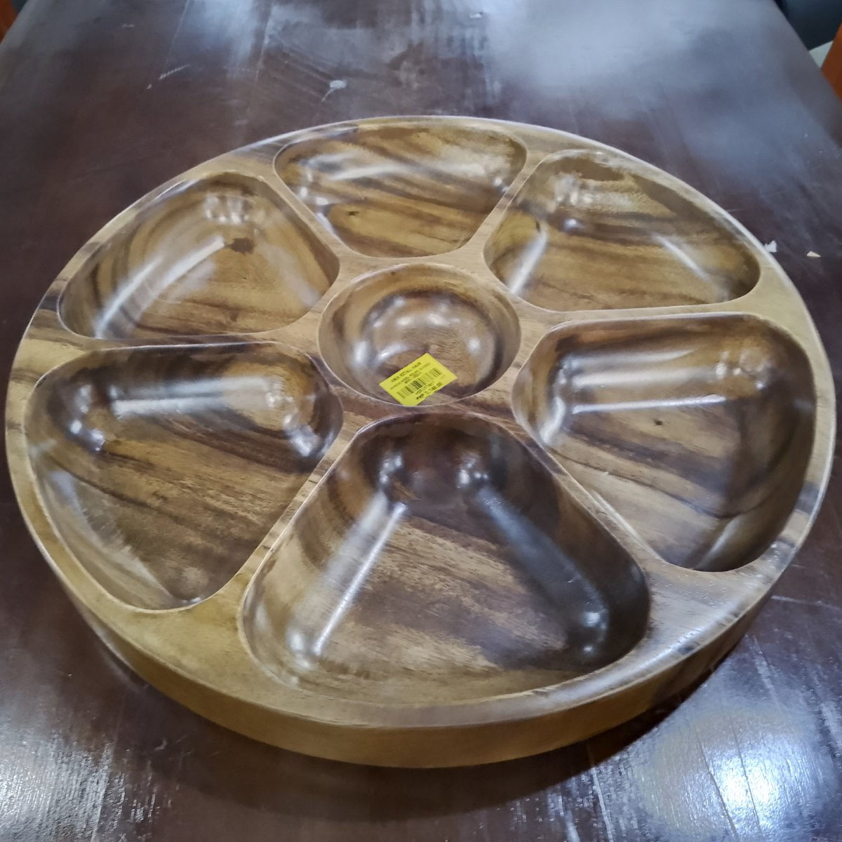 Acacia Wood Round Divided Serving Platter 16X2IN | HMR Shop N' Bid