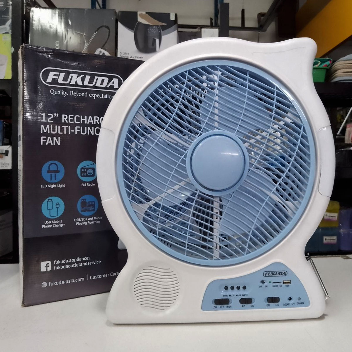 Fukuda Rechargeable LED Multi-Functional Fan FRF12LUFM | HMR Shop N' Bid