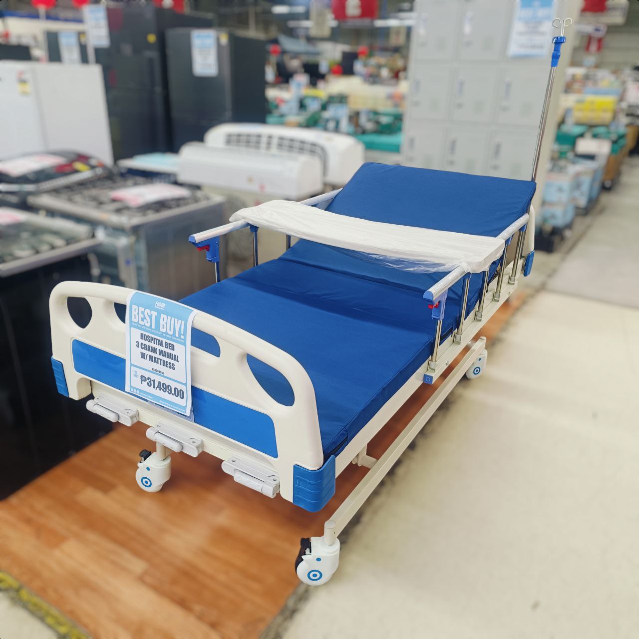 Hospital Bed 3 Crank Manual 212×97×65cm With Mattress | HMR Shop N' Bid