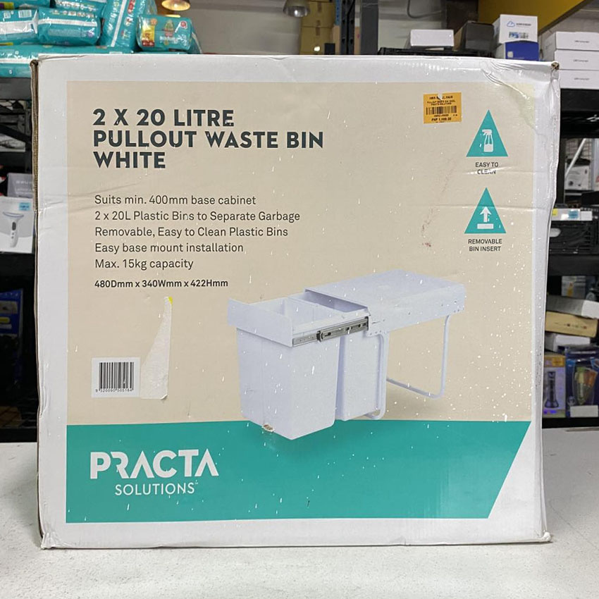 Practa Solutions Pullout Waste Bin 2X20L | HMR Shop N' Bid